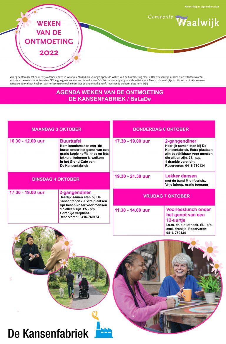 Agenda weken van de ontmoeting – De Kansenfabriek